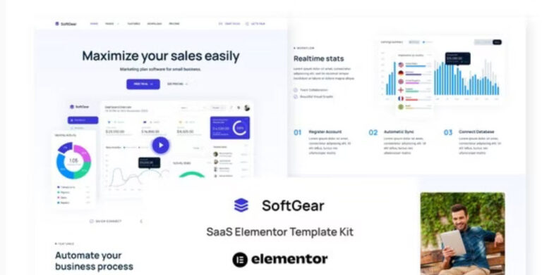 SoftGear - SaaS Elementor Template Kit - GPL Downloads
