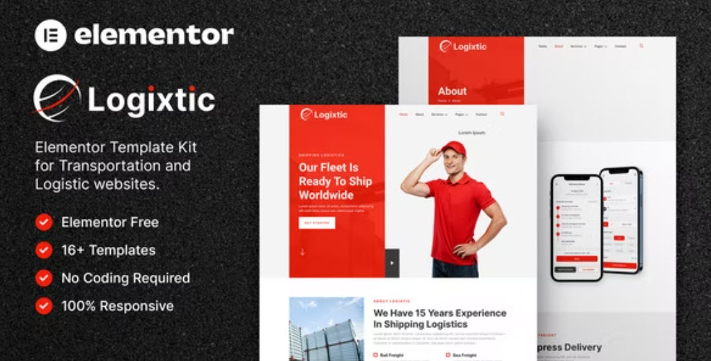 Logixtic – Transportation & Logistic Elementor Template Kit - GPL Downloads