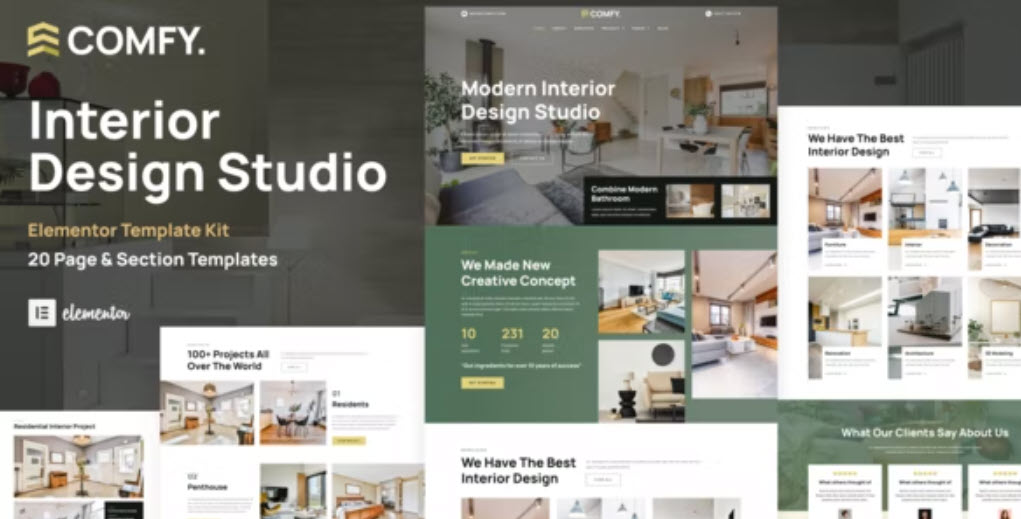 Comfy - Interior Design Studio & Architecture Elementor Template Kit ...