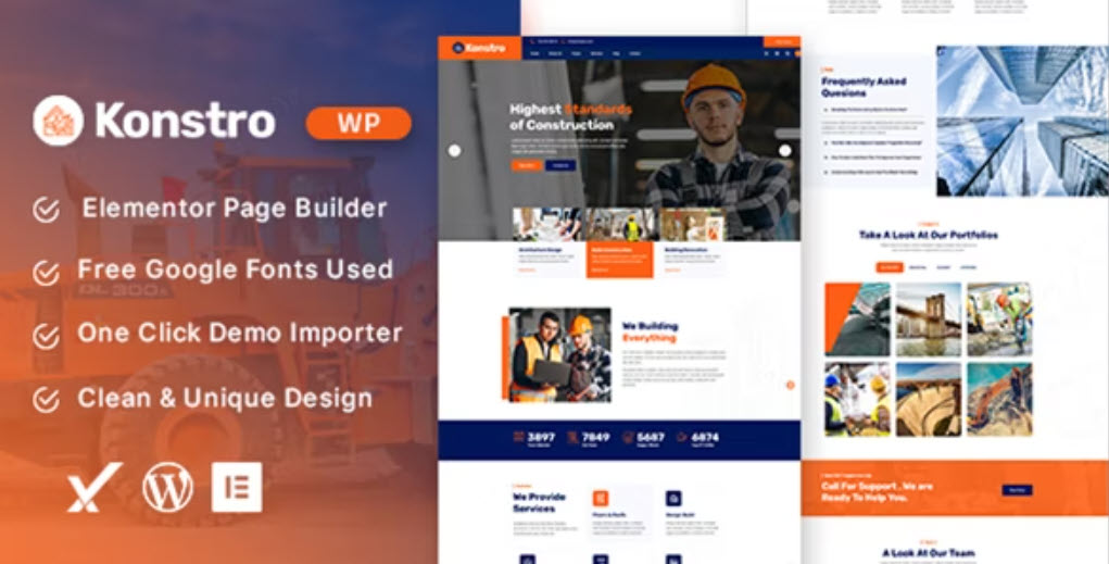Konstro – Construction WordPress Theme - GPL Downloads